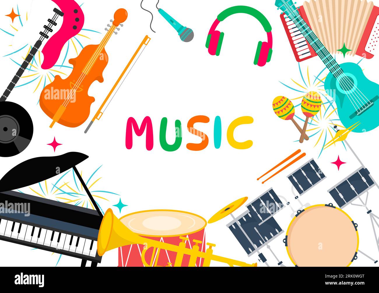 Music Elements Vector Illustration with Various of Note and Musical ...
