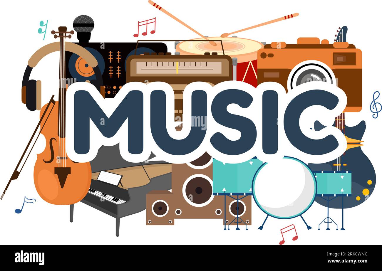 Music Elements Vector Illustration with Various of Note and Musical ...