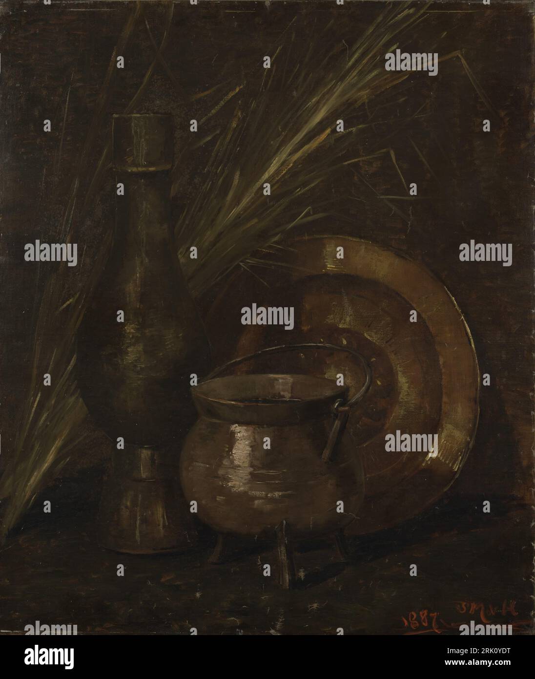 Bronze pot, brass dish and vase 1887 by Sina Mesdag-van Houten Stock ...