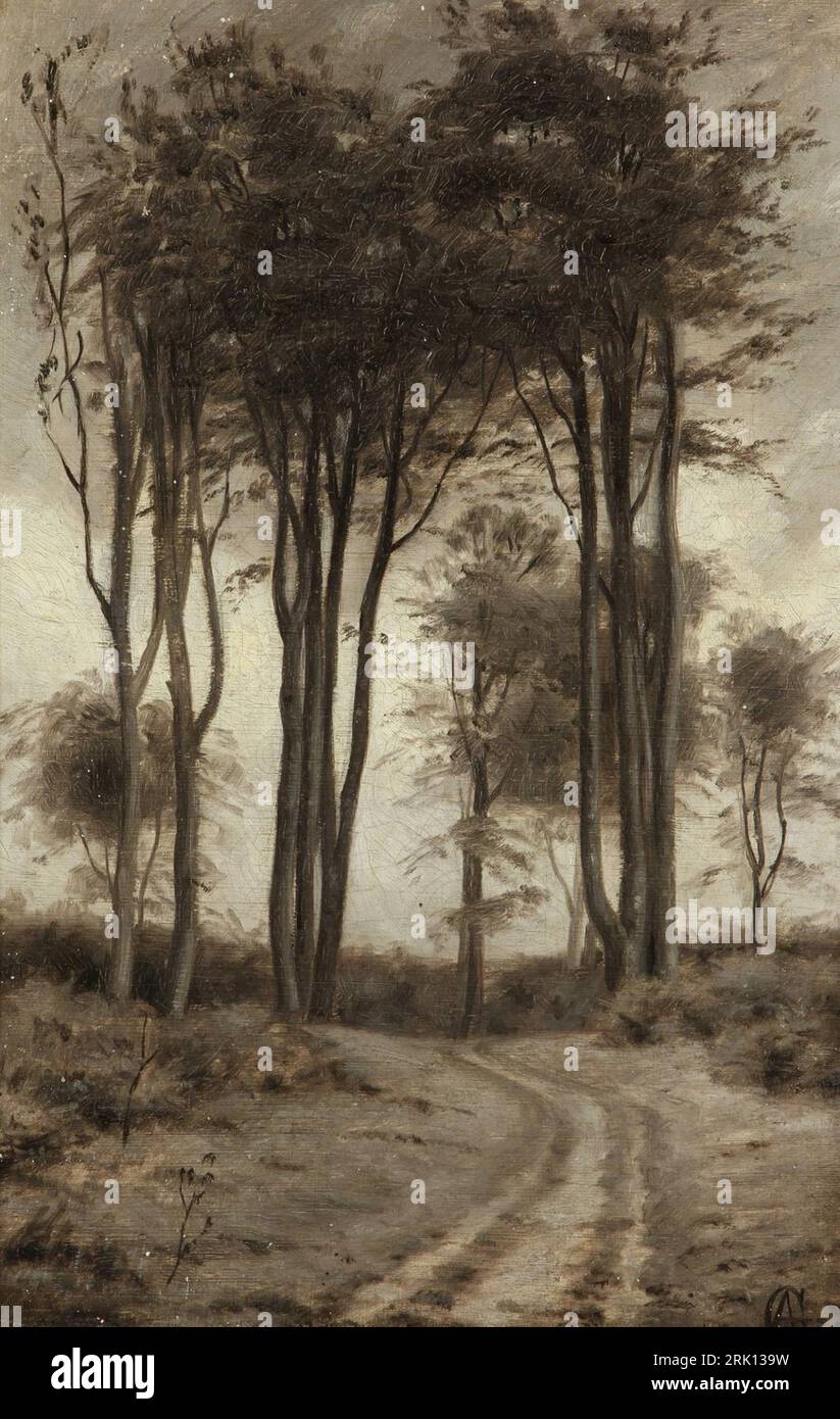 A road through the woods. between 1878 and 1912 by Georg Achen Stock ...