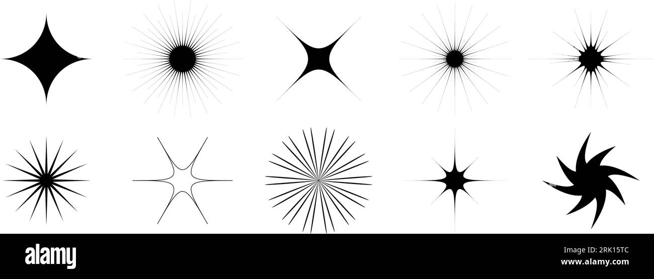 Various blinks and twinkles set. Retro bling stars collection. Abstract ...