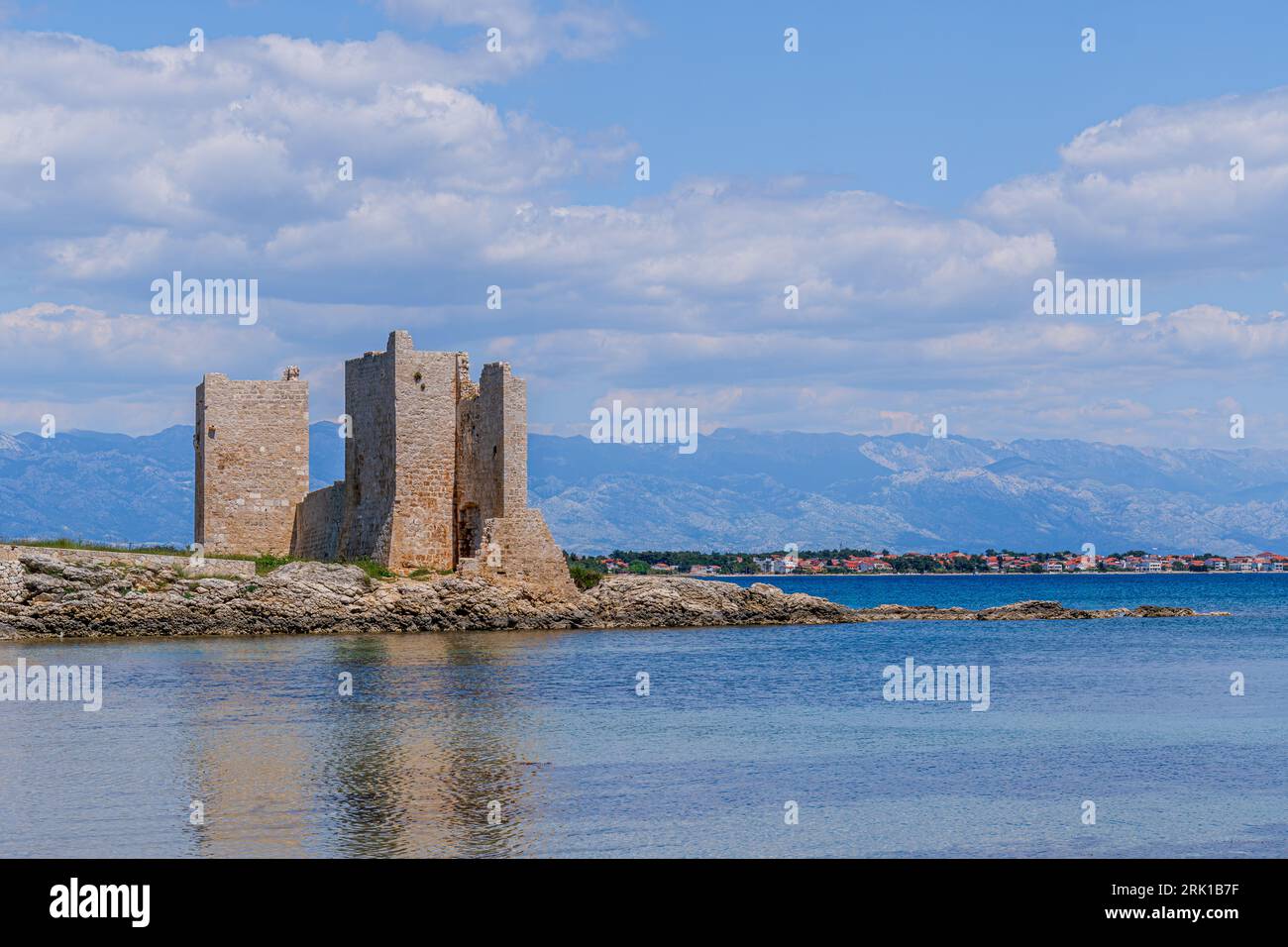 Old Venetian fort. Ruins of old medieval castle on mediterranean sea ...
