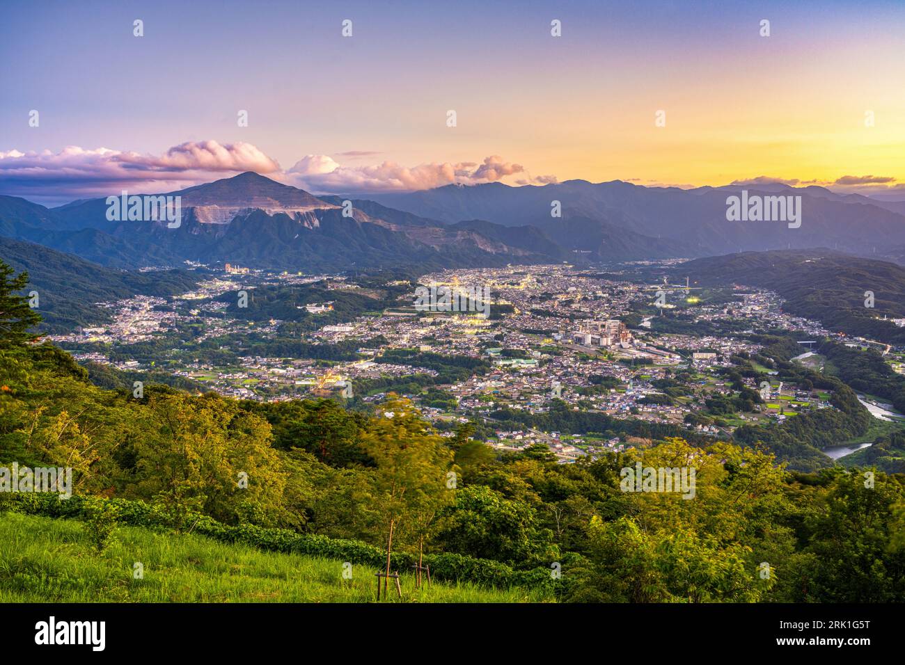 Chichibu, Saitama, Japan with Buko Mountain at dusk Stock Photo - Alamy