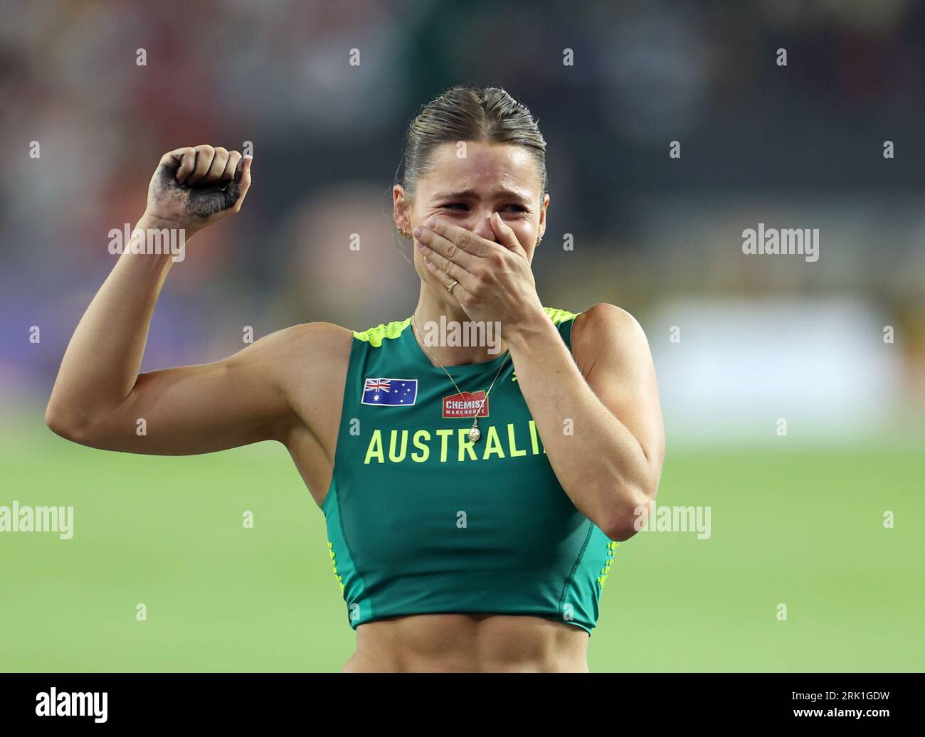 Budapest Hungary 23rd Aug 2023 Nina Kennedy Of Australia Celebrates After The Womens Pole