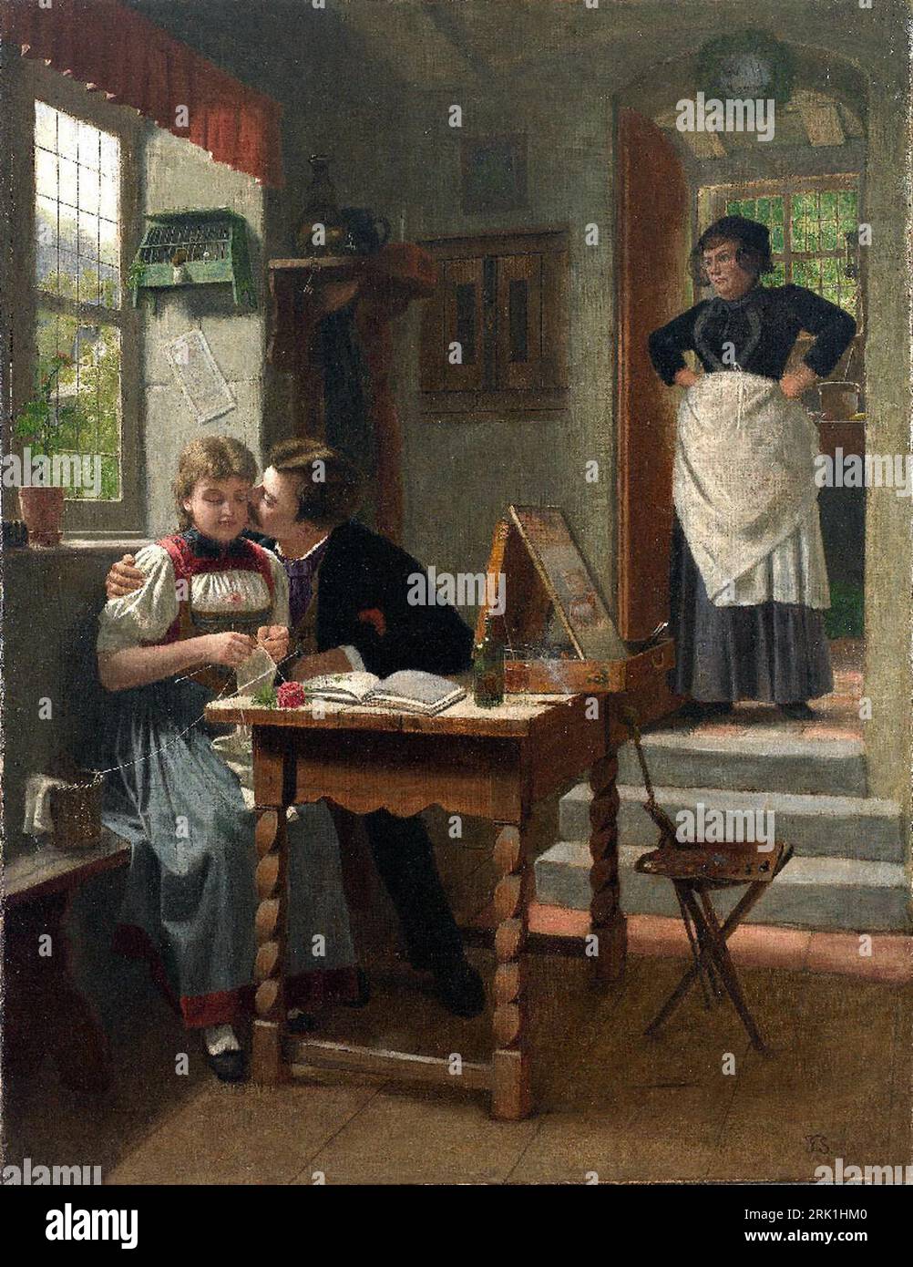 Painter kisses the model by 1910 by Felix Schlesinger Stock Photo - Alamy