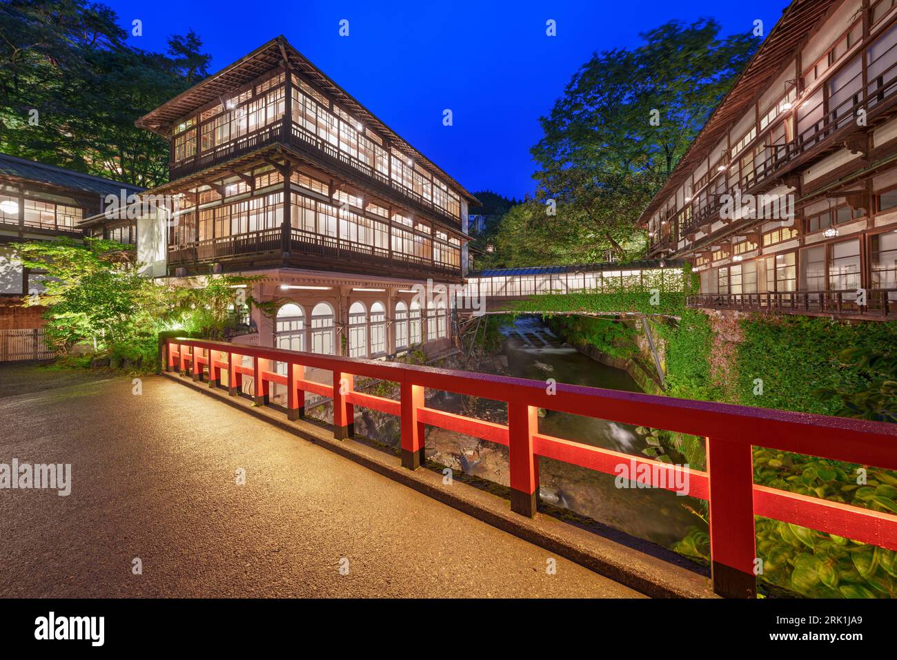 Shima Onsen, Gunma, Japan traditional architecture at dusk Stock Photo - Alamy