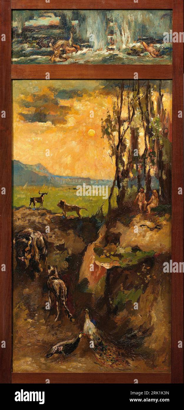 Adam en Eva in het paradijs between 1900 and 1931 by Willem de Zwart ...