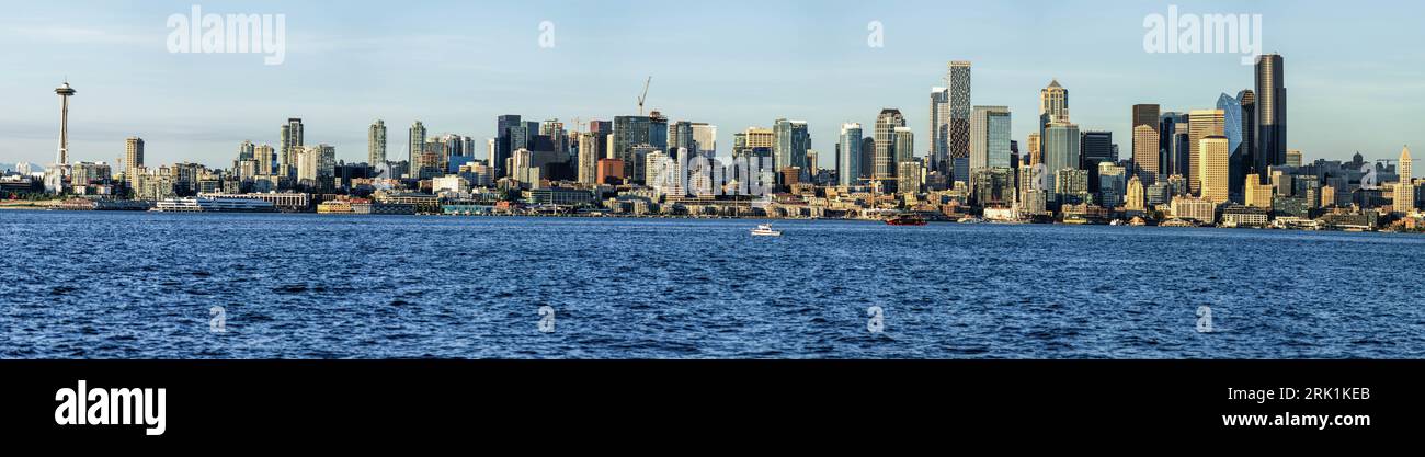 Seattle Skyline Panorama from Alki Beach Stock Photo - Alamy
