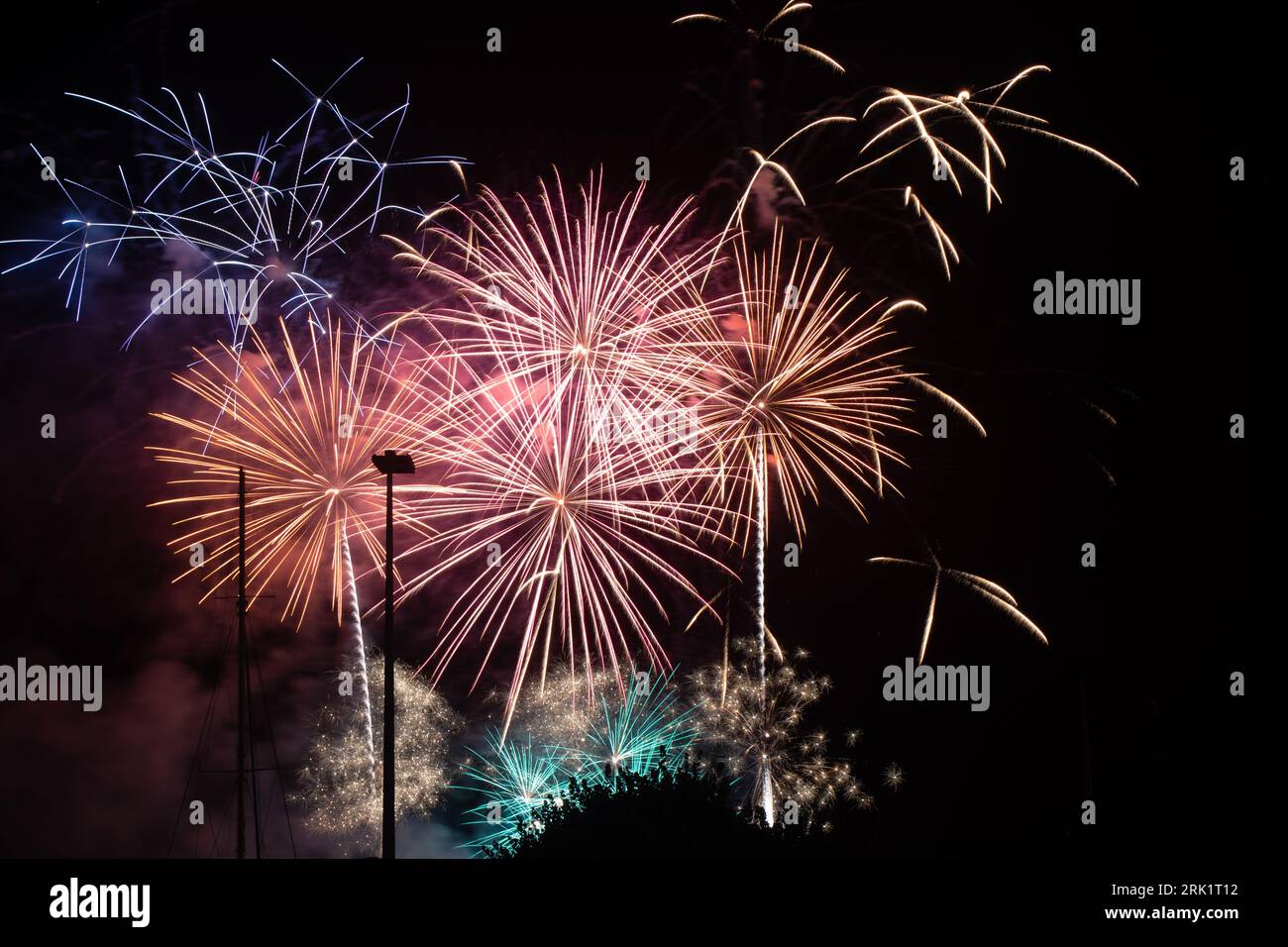 Beautiful view fireworks against night hi-res stock photography and ...