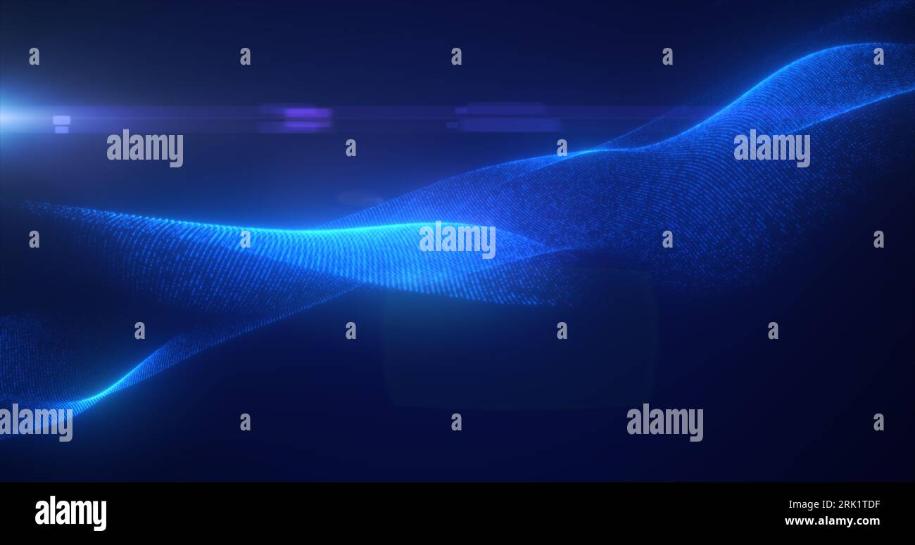 Blue glowing magic waves from energy particles abstract background ...