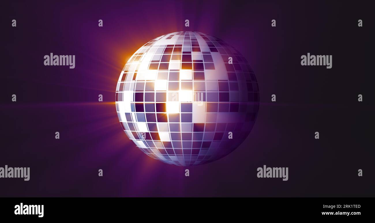 Abstract purple mirrored spinning round disco ball for discos and ...