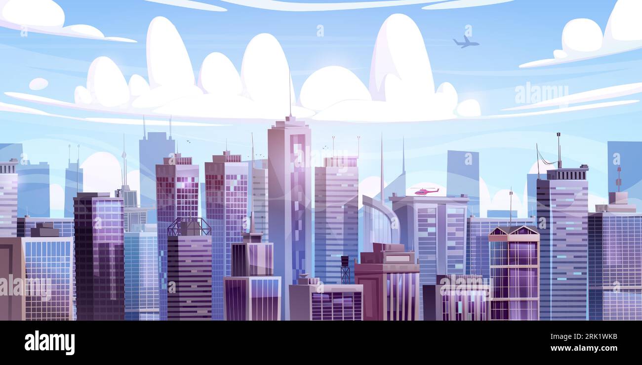 Cityscape flat building skyline vector background. Urban business ...