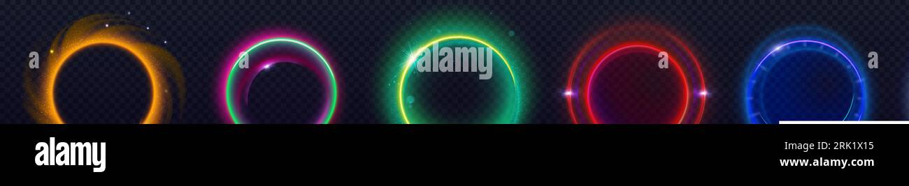 Colorful circular light flare effects isolated on transparent ...