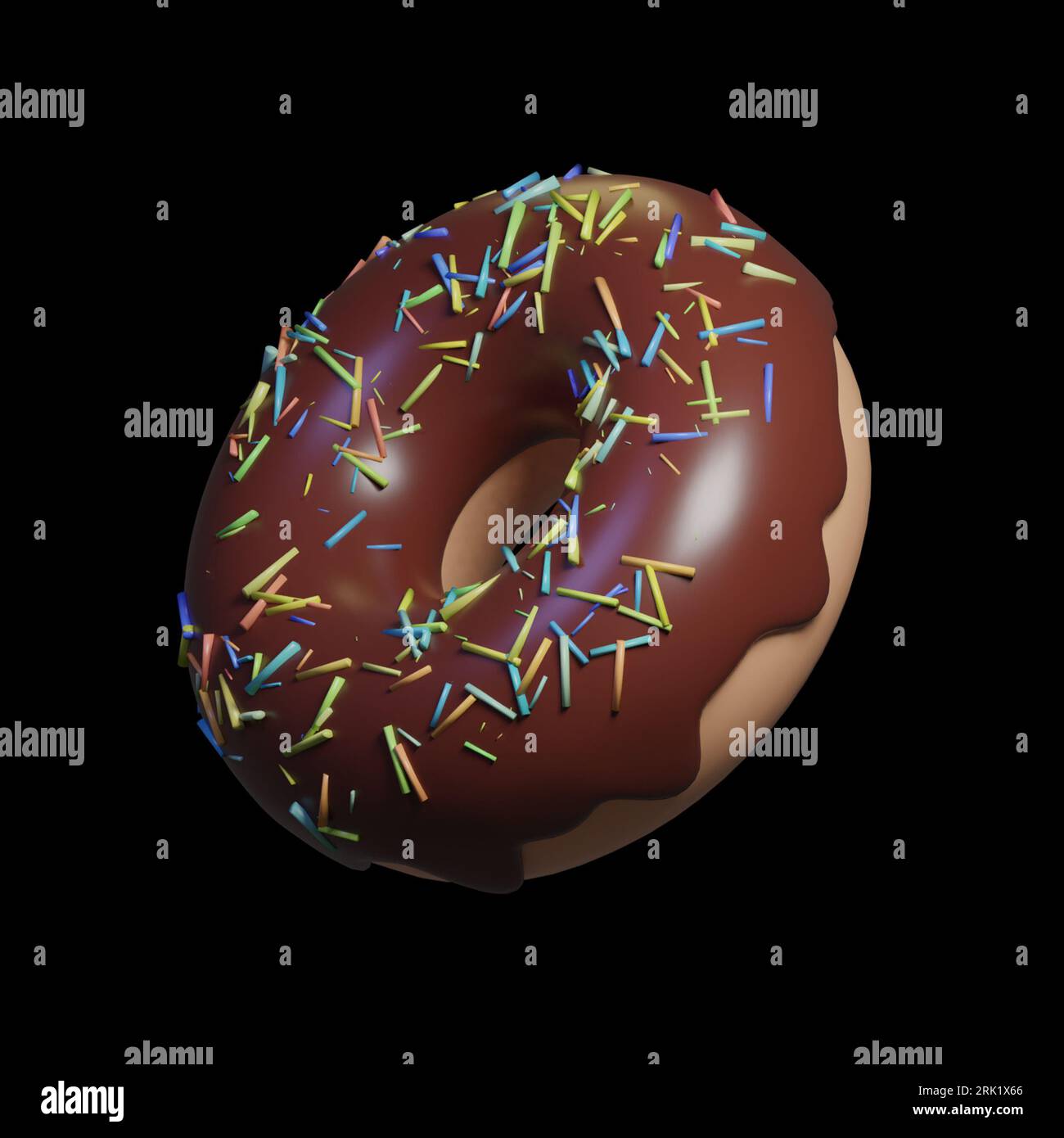 3d icon donut with chocolate on black background Stock Photo - Alamy