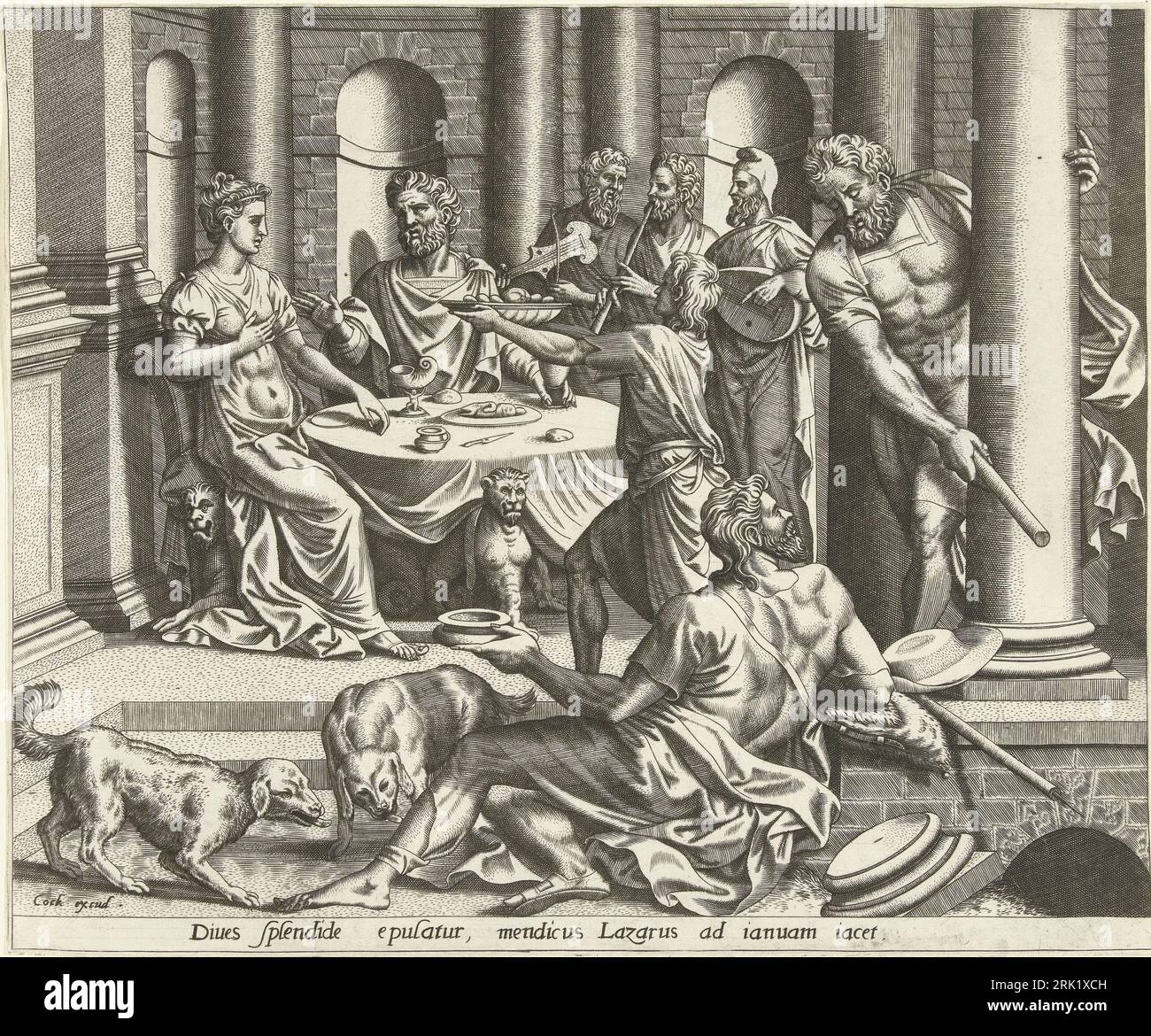 The Rich Man and the Poor Lazarus circa 1560 by Hieronymus Cock Stock ...