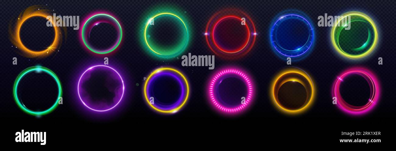 Colorful circular light flare effects isolated on transparent ...
