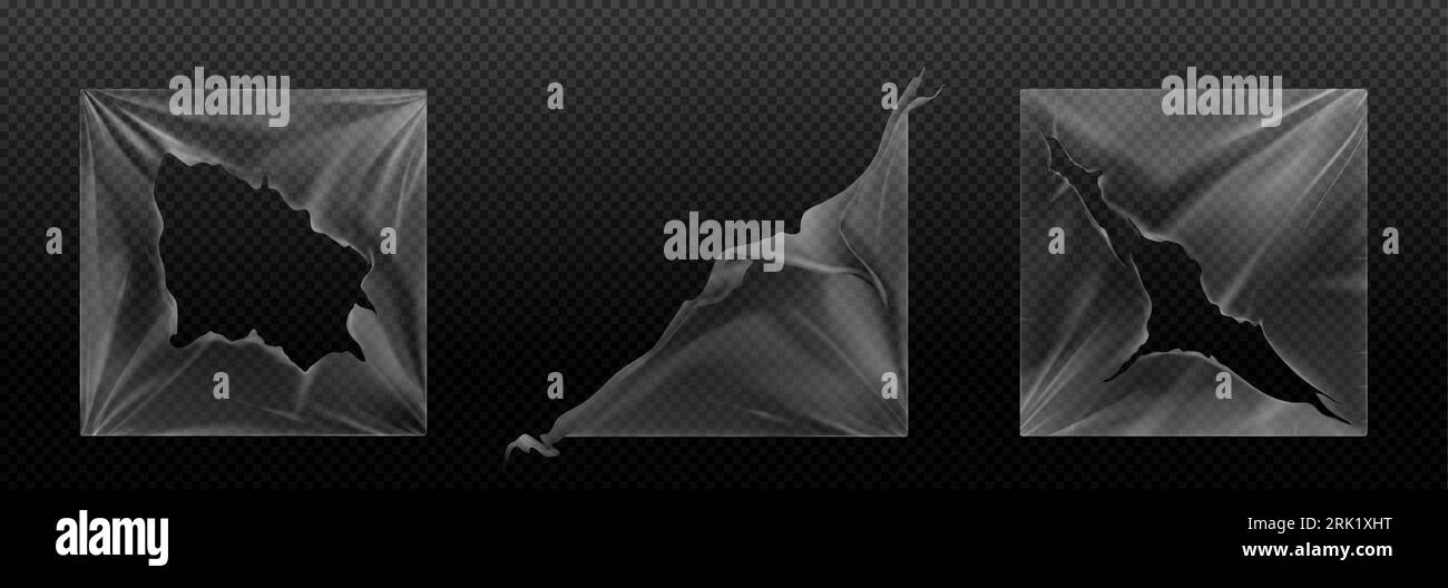 Plastic paper wrap cover with shrink overlay frame. Broken retro rough ...