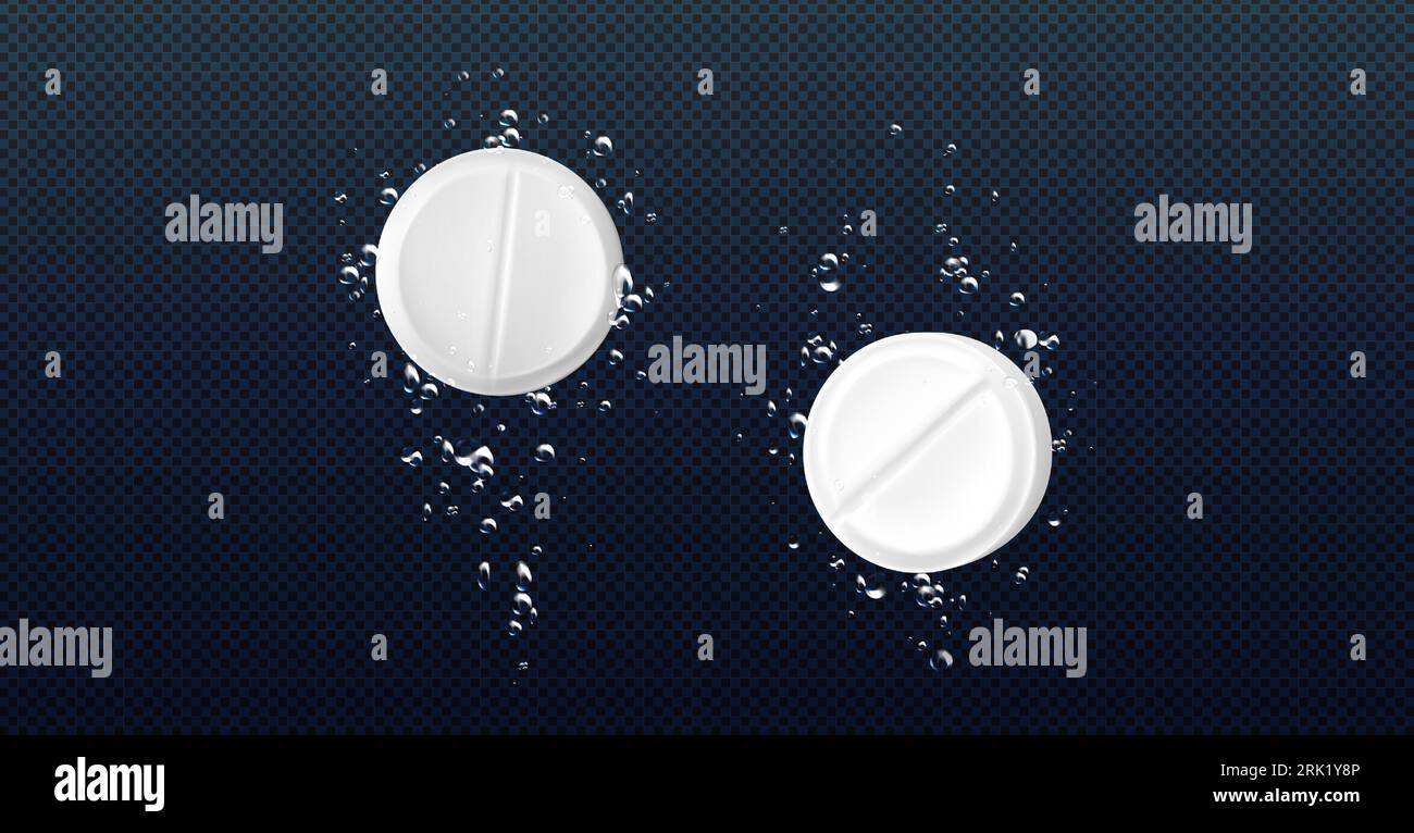 Effervescent tablet of aspirin or other medicines drops underwater ...