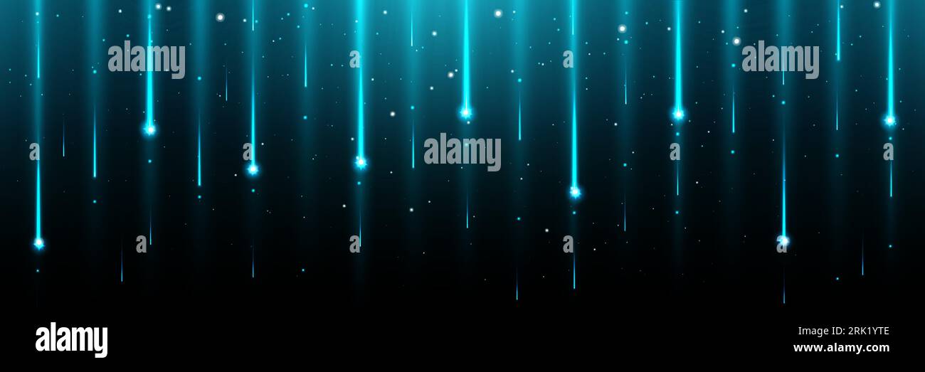Star shower - shining comet rain horizontal border with blue path ...