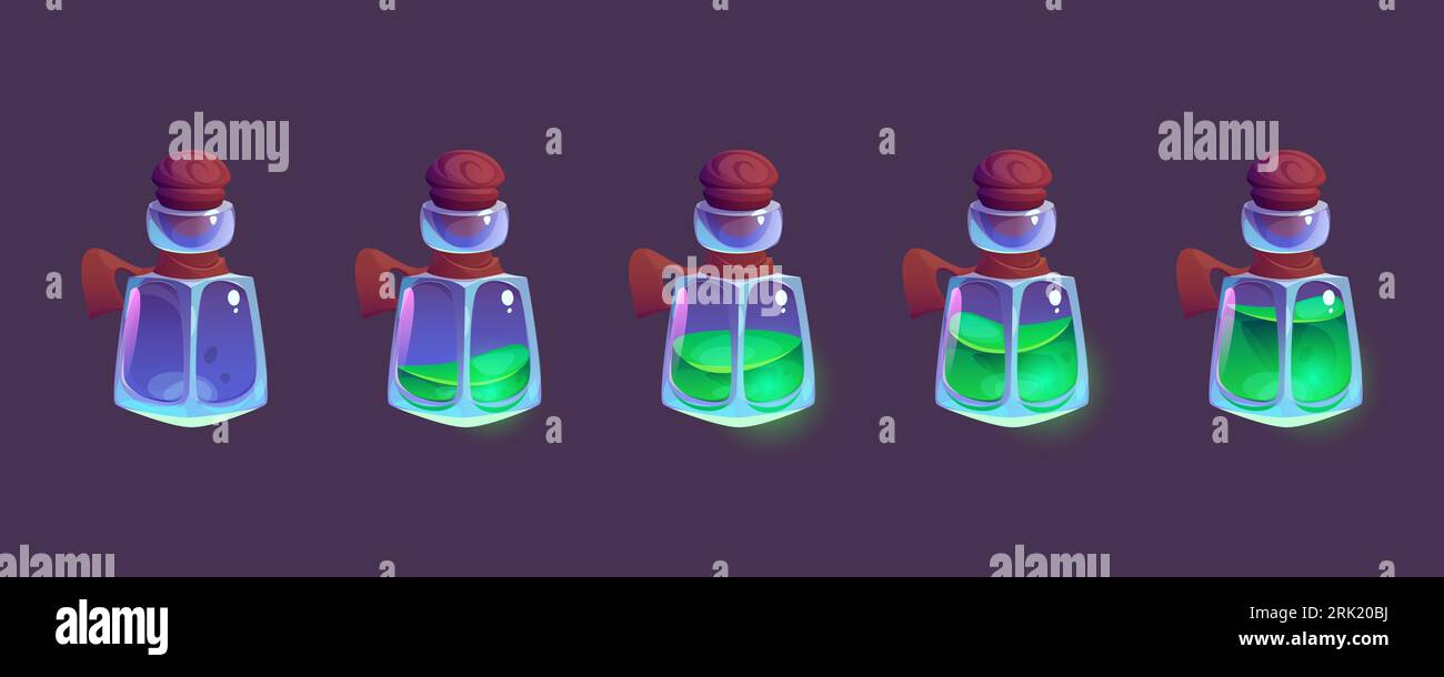 Chemical laboratory potion bottle for game app animation. Alchemist ...