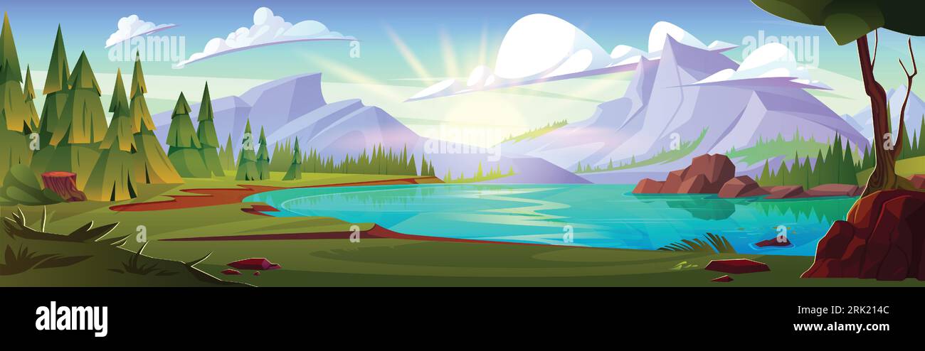 Cartoon Forest Mountain Background