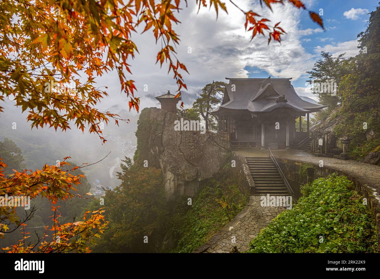 Yamadera Mountain Temple in Yamagata, Japan during autumn season Stock ...