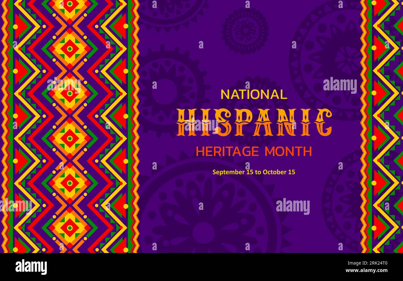 National hispanic heritage month festival banner with ethnic ornament ...
