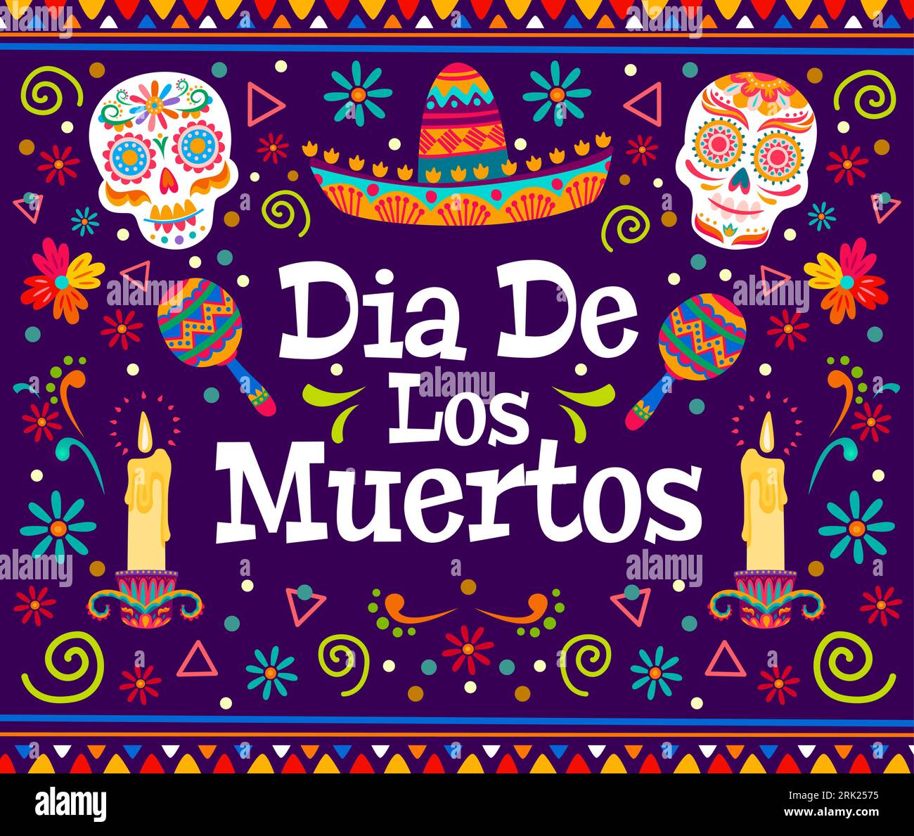 Dia de los muertos banner, mexican day of the death holiday calavera ...