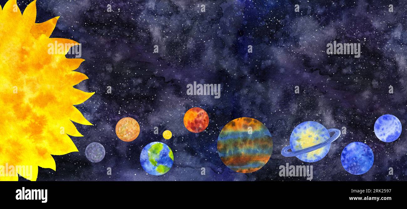 Banner planets of the solar system. Mercury Venus Earth Mars Jupiter ...