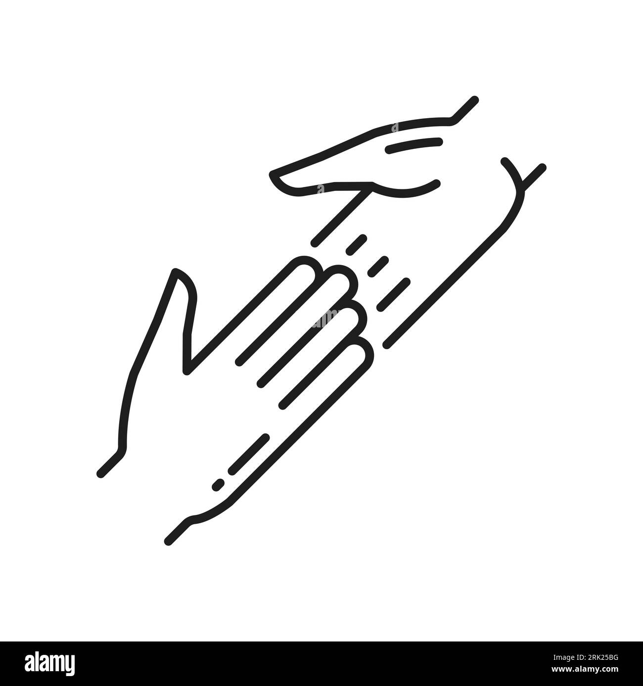 Hands touch, support gesture outline icon. Vector productive teamwork ...