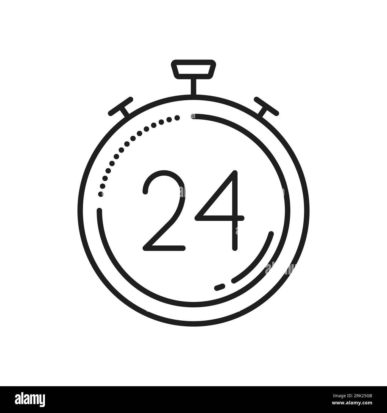 Stopwatch, 24 hours order execution or delivery service outline icon ...