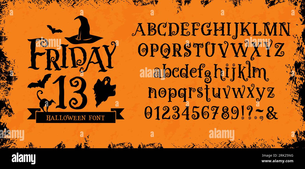 Halloween holiday font, scary type, spooky typeface, witchcraft magic ...