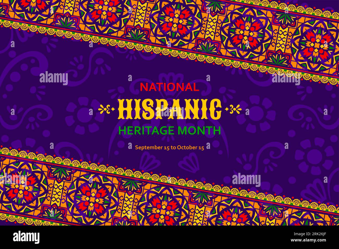 National hispanic heritage month festival banner with ethnic ornament ...