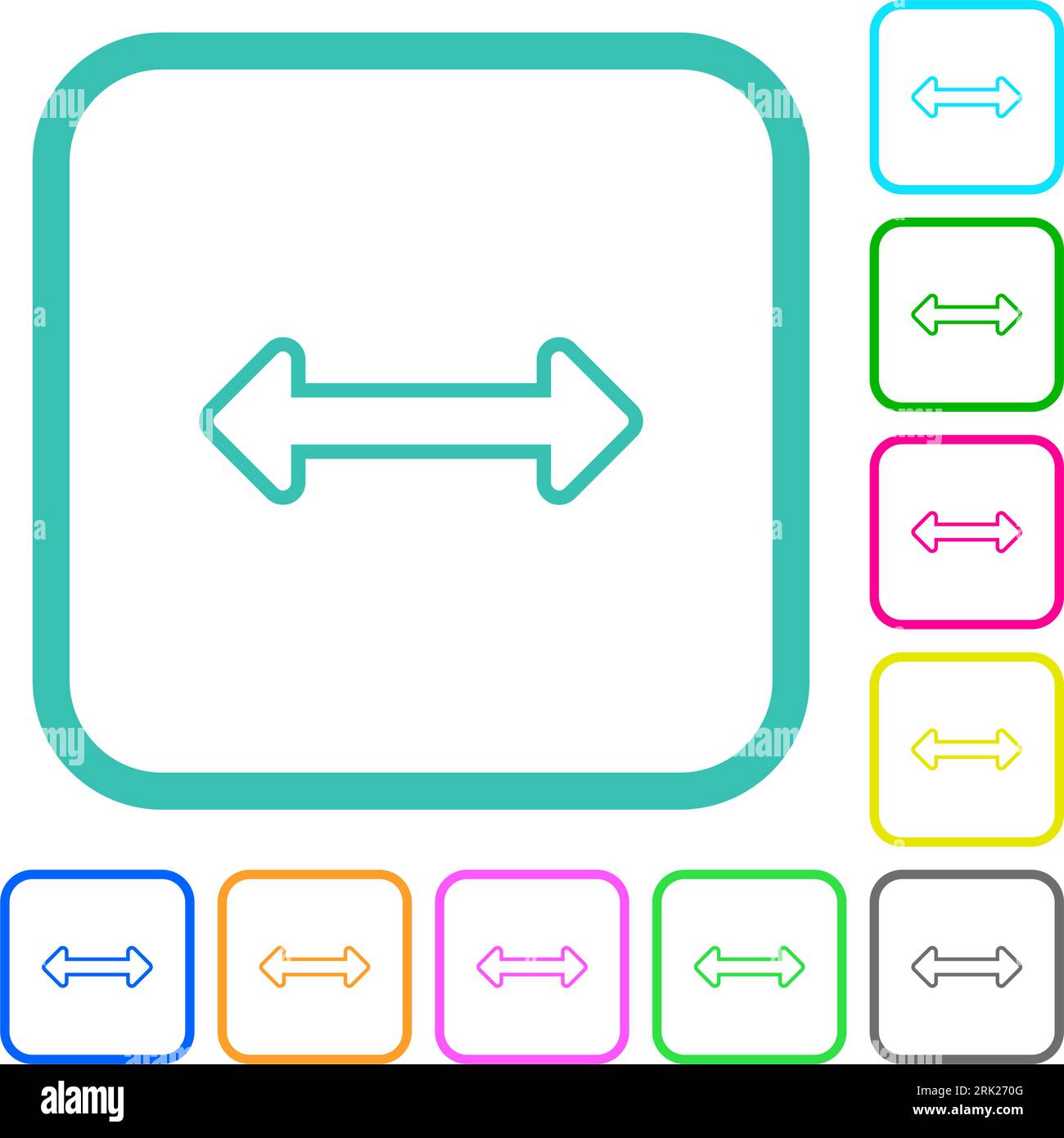 Resize horizontal outline vivid colored flat icons in curved borders on ...