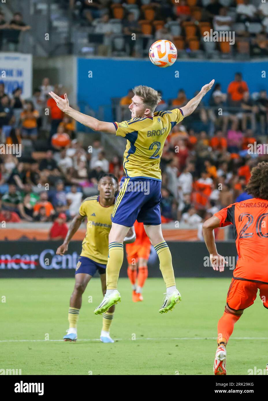 HOUSTON, TX - AUGUST 23: Real Salt Lake defender Andrew Brody (2) goes ...