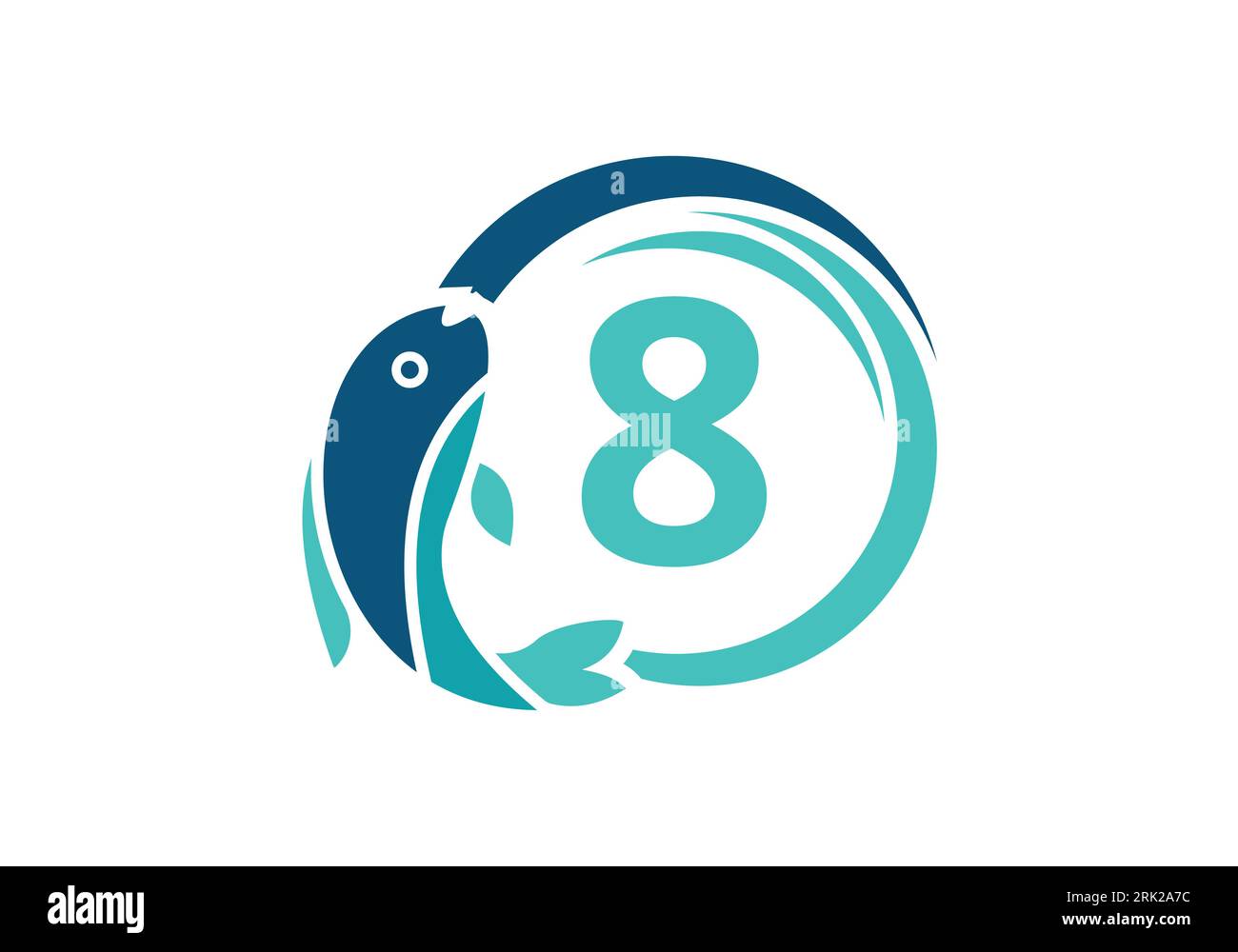 Letter 8 Fish Logo design. Water Animal icon. Font emblem. Modern ...