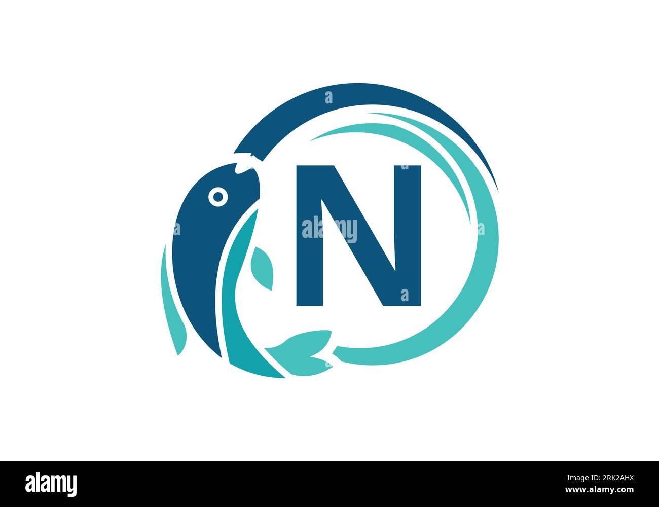 Letter N Fish Logo design. Water Animal icon. Font emblem. Modern ...