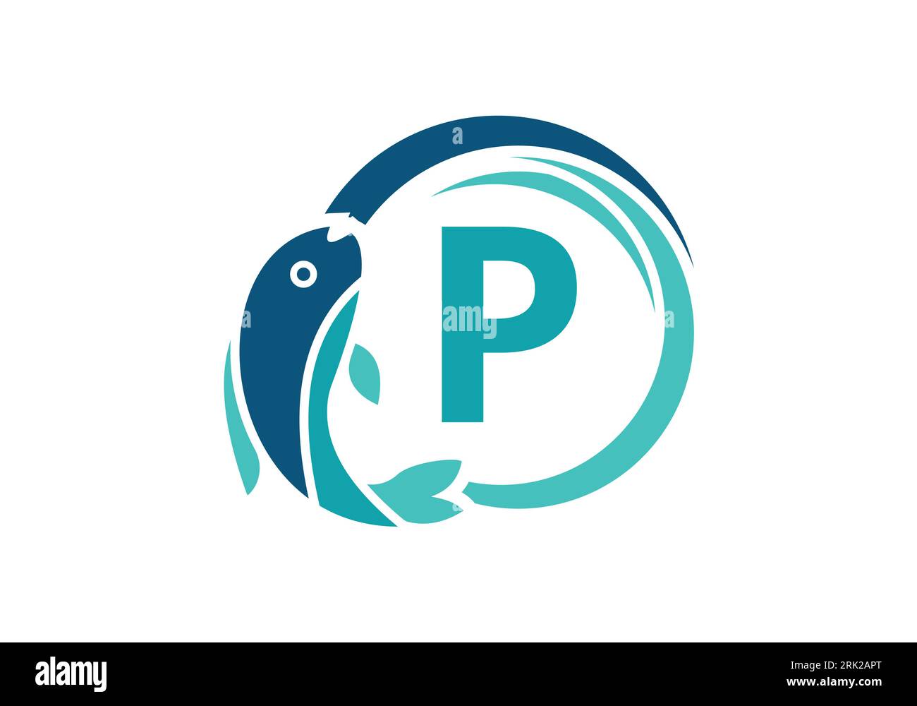 Letter P Fish Logo design. Water Animal icon. Font emblem. Modern ...