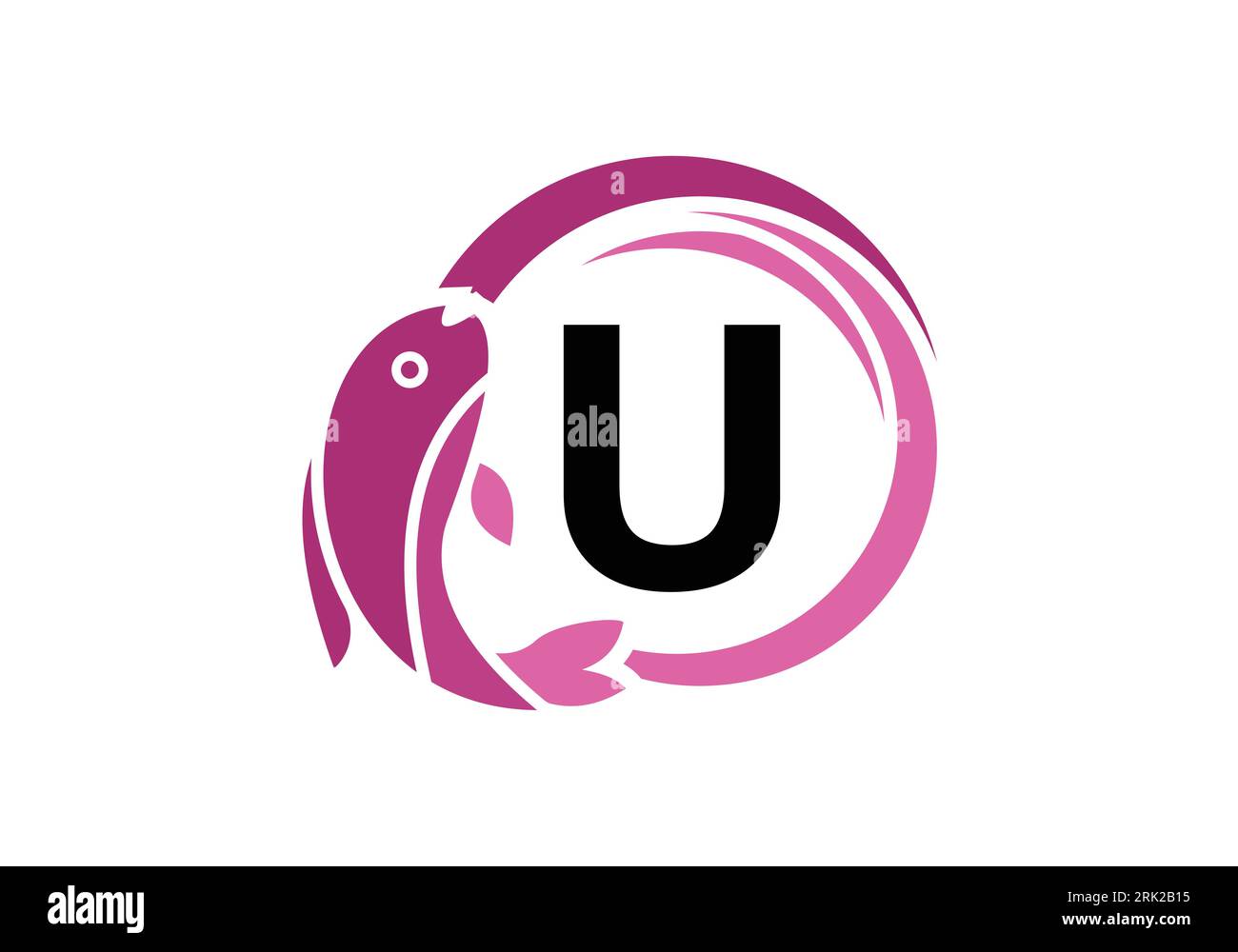 Letter U Fish Logo design. Water Animal icon. Font emblem. Modern ...
