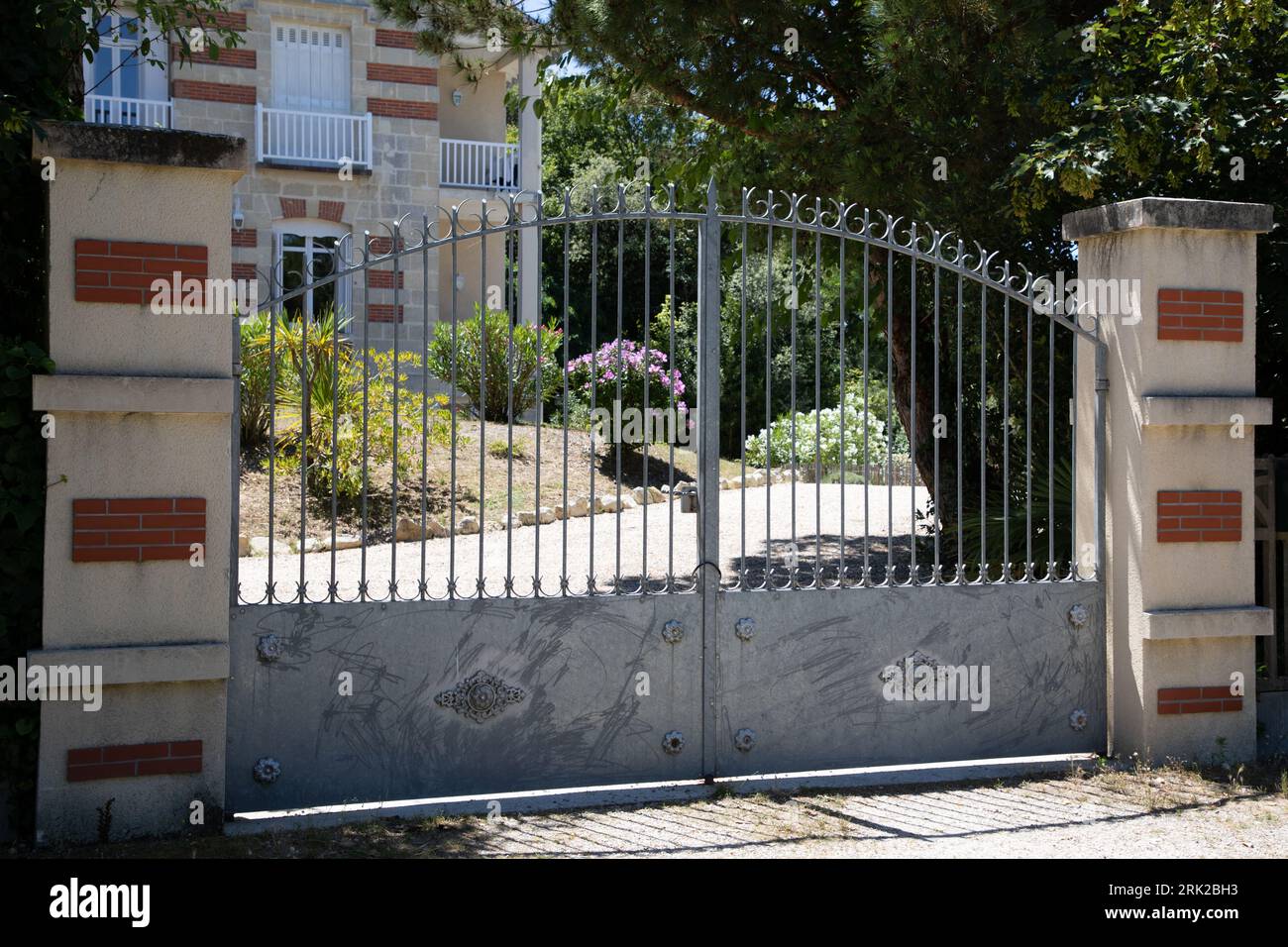 door grey iron gate home classic aluminum portal access of suburb house ...