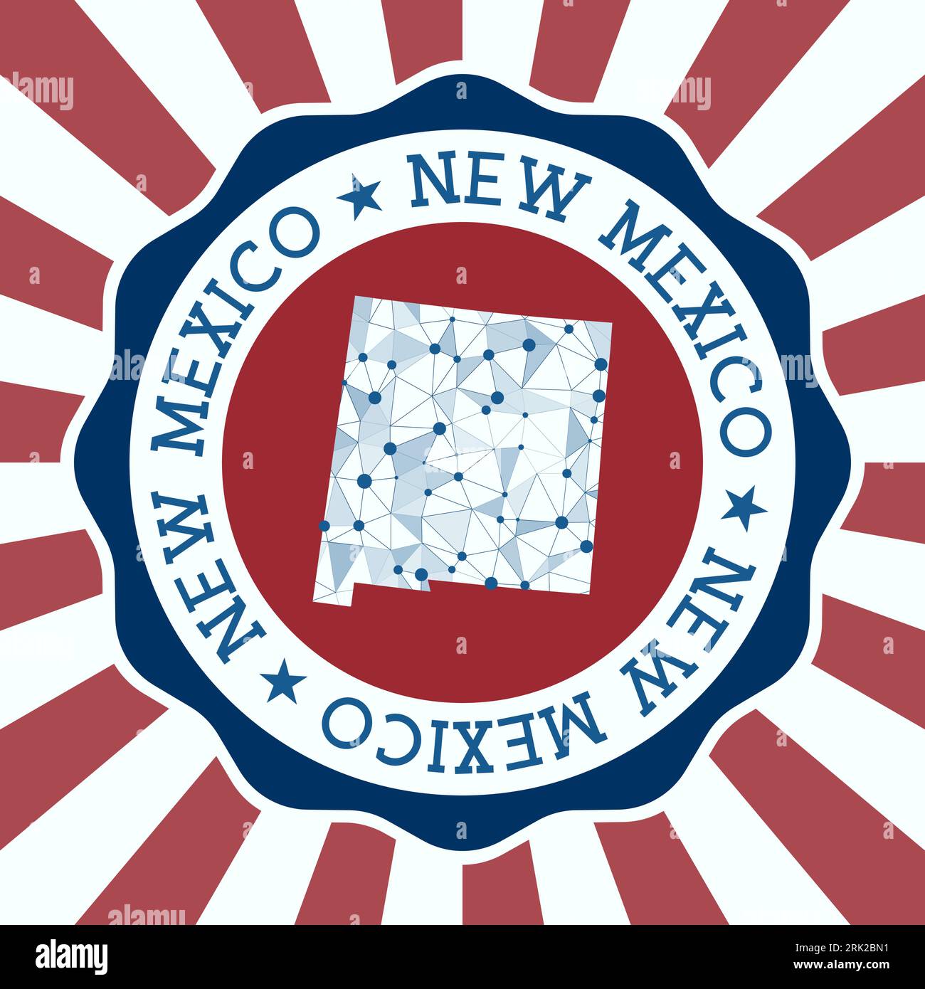 New Mexico Badge. Round logo of US state with triangular mesh map and ...