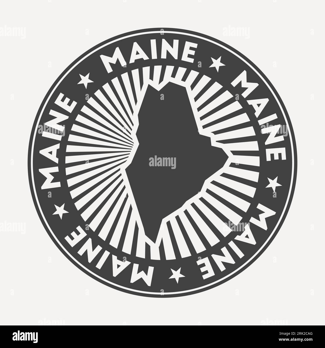 Maine round logo. Vintage travel badge with the circular name and map ...