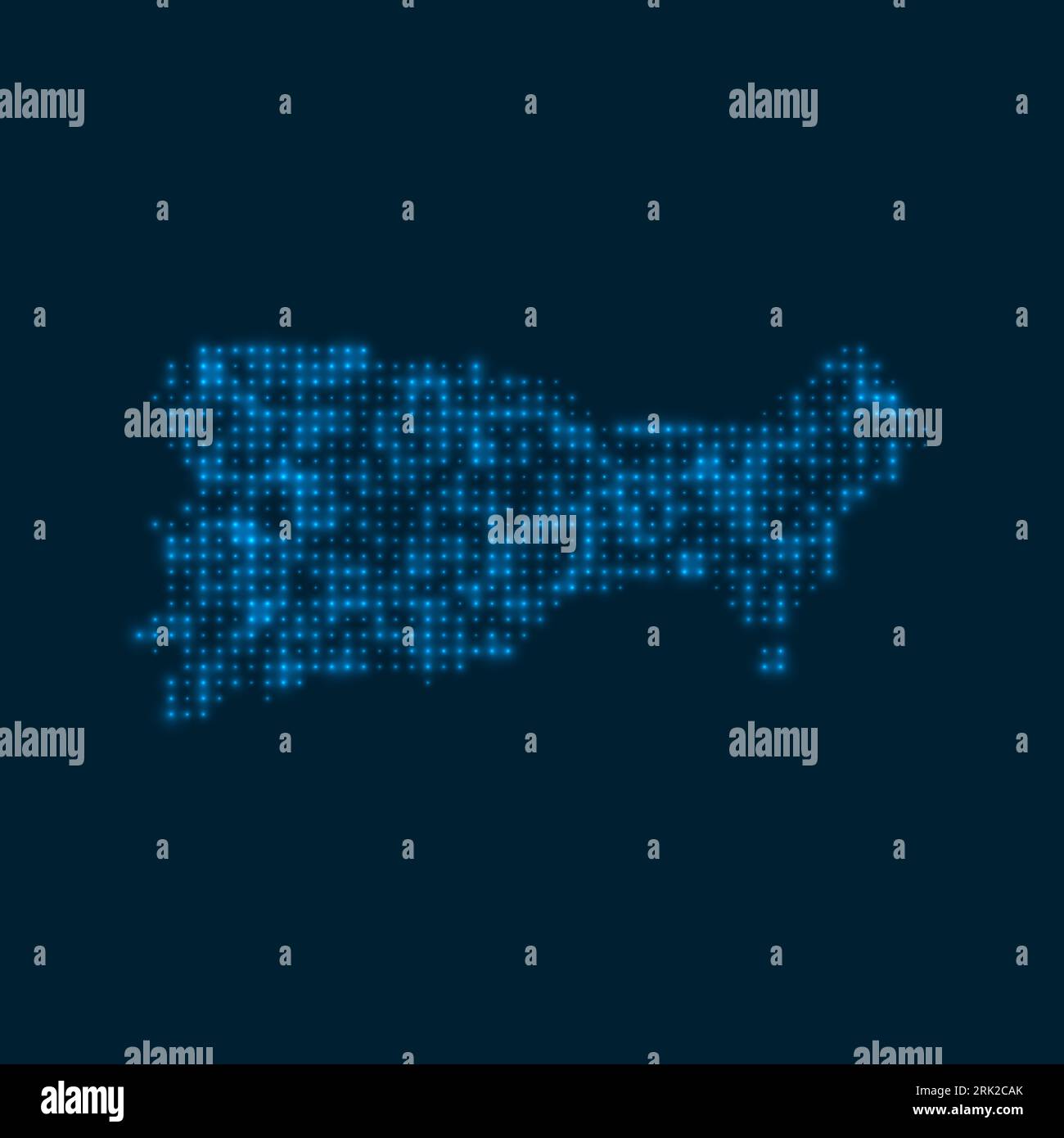 Capri dotted glowing map. Shape of the island with blue bright bulbs ...