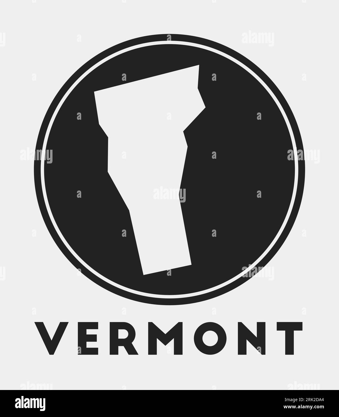 Vermont icon. Round logo with US state map and title. Stylish Vermont ...