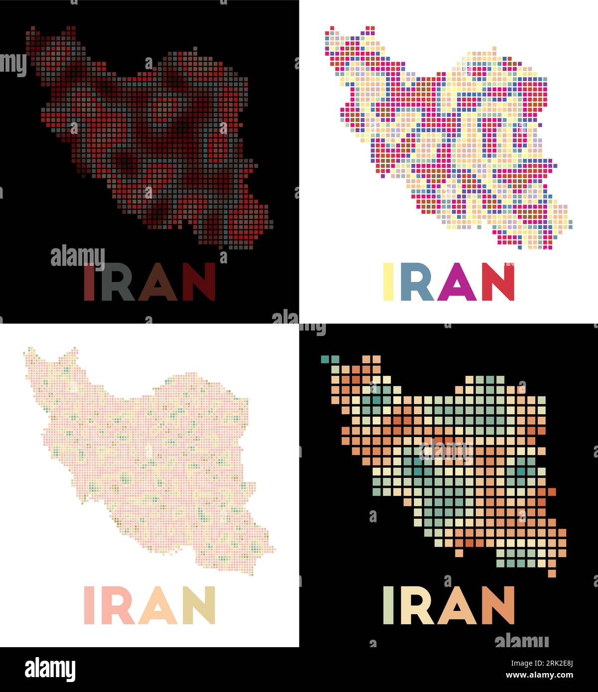 Collection of maps of Iran in dotted style. Borders of the country ...