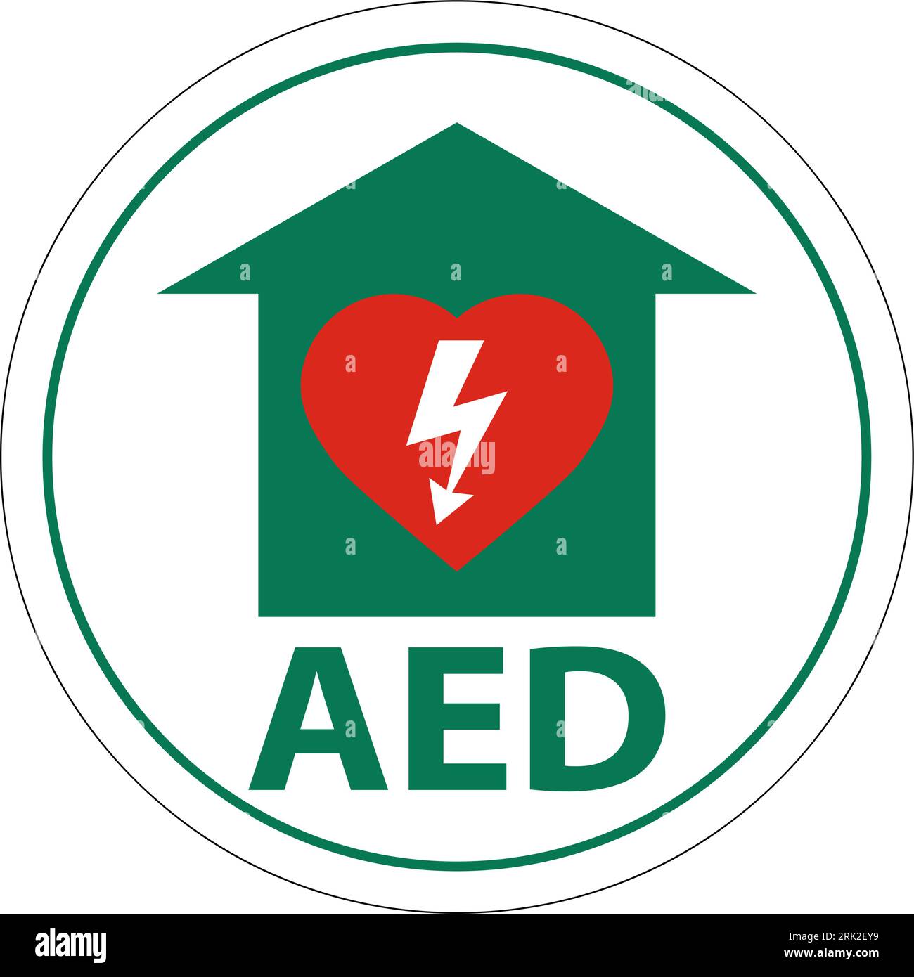 Floor Sign AED with Defib Heart, Red Border Floor Sign Stock Vector ...