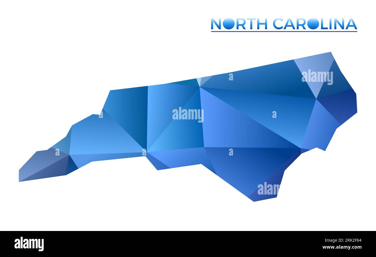 Vector polygonal North Carolina map. Vibrant geometric US state in low ...