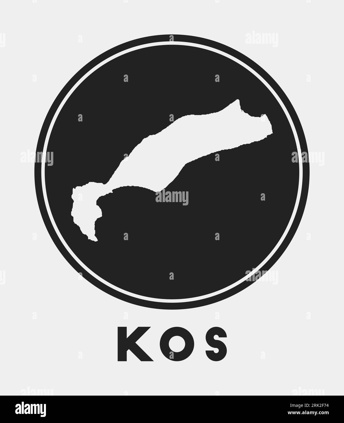 Kos icon. Round logo with island map and title. Stylish Kos badge with ...