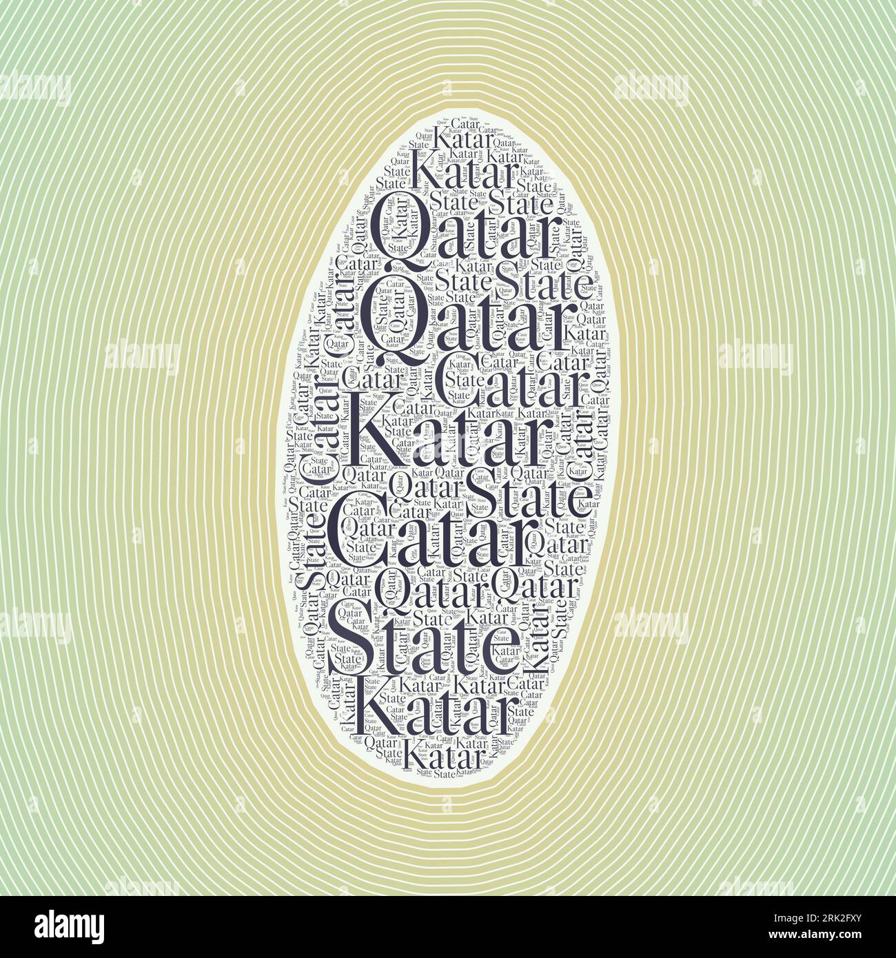 Qatar shape formed by country name in multiple languages. Qatar border ...