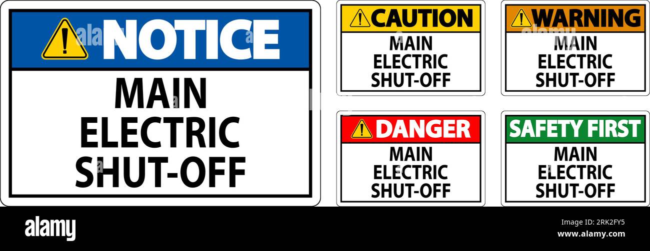 Caution Sign Main Electric Shut-Off Stock Vector Image & Art - Alamy